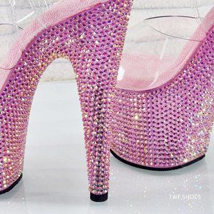 Pleaser | Shoes | Baby Pink Iridescent Rhinestone Platform 7 Stiletto ...